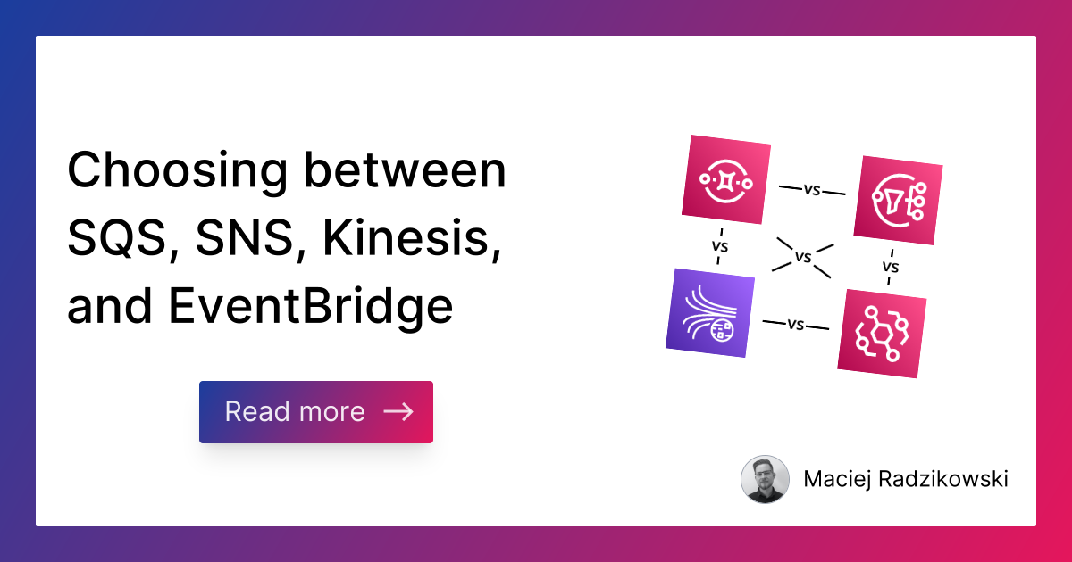 Choosing between SQS, SNS, Kinesis, and EventBridge | Better Dev Choosing between SQS, SNS, Kinesis, and EventBridge | Better Dev